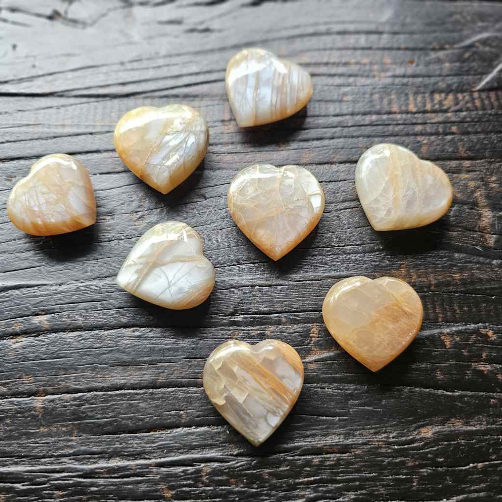 Peach Moonstone Crystal Hearts – Divine Crystal Heart