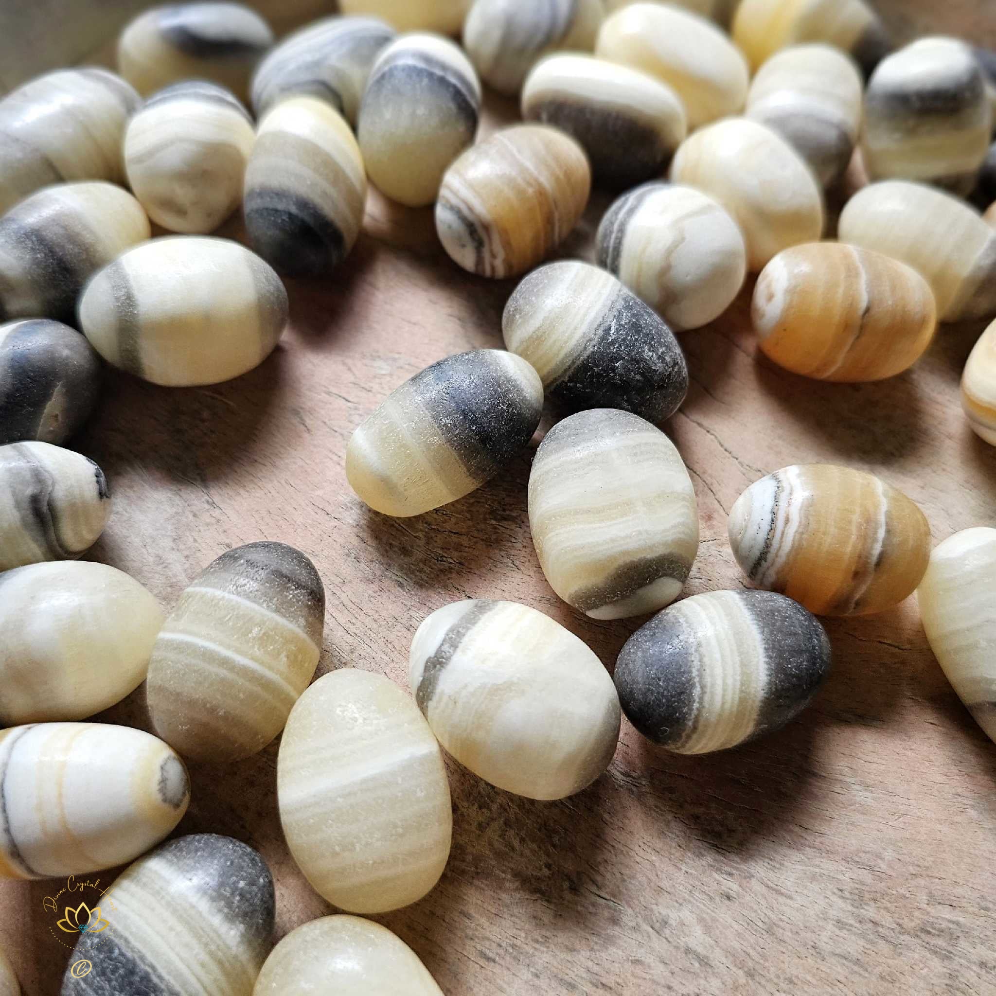 Banded Zebra Calcite Tumbled Stones – Divine Crystal Heart