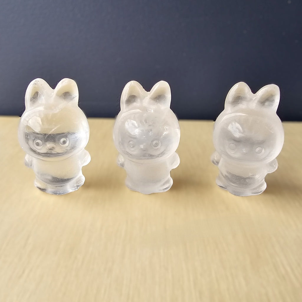 Clear Quartz Crystal Labubu | CrystalClearBoo – Divine Crystal Heart