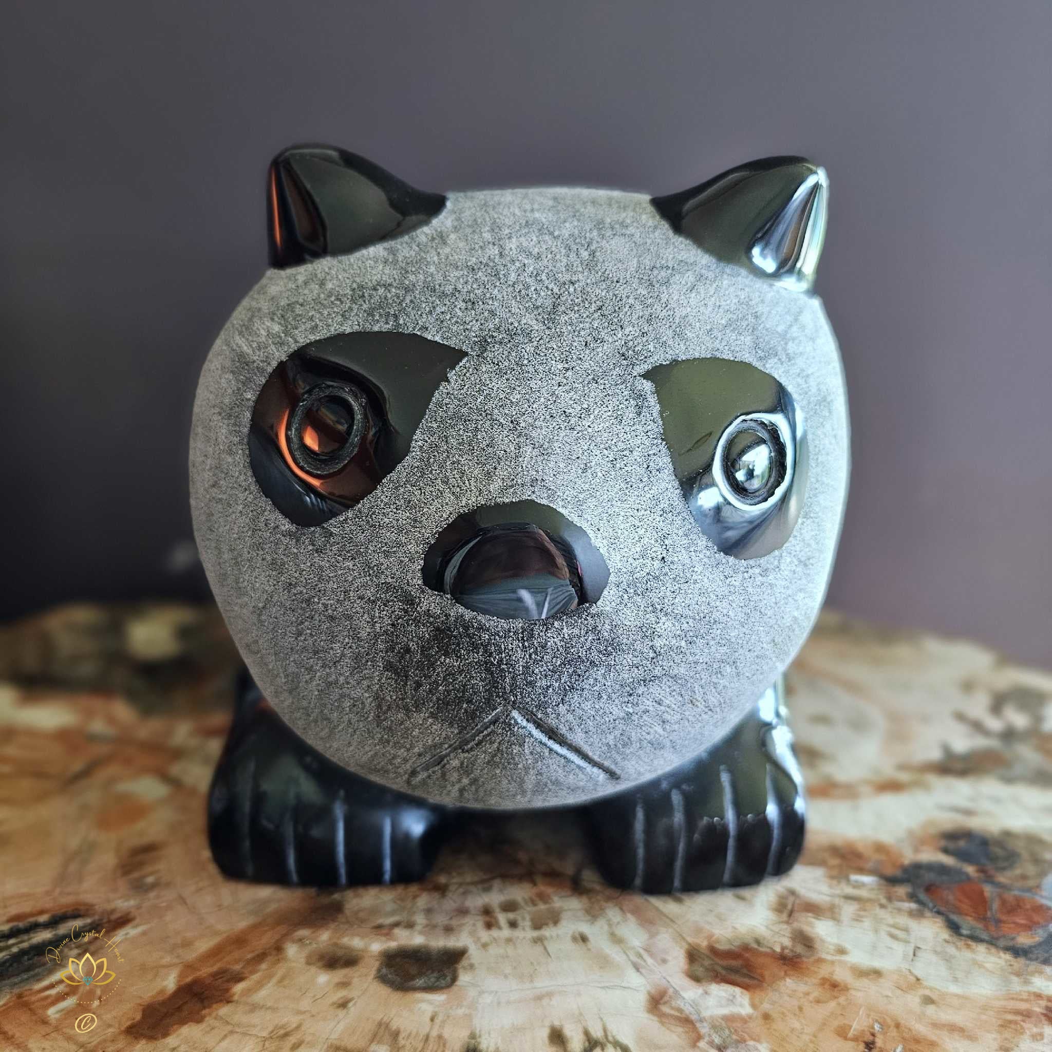 Giant Obsidian Panda Bear – Divine Crystal Heart