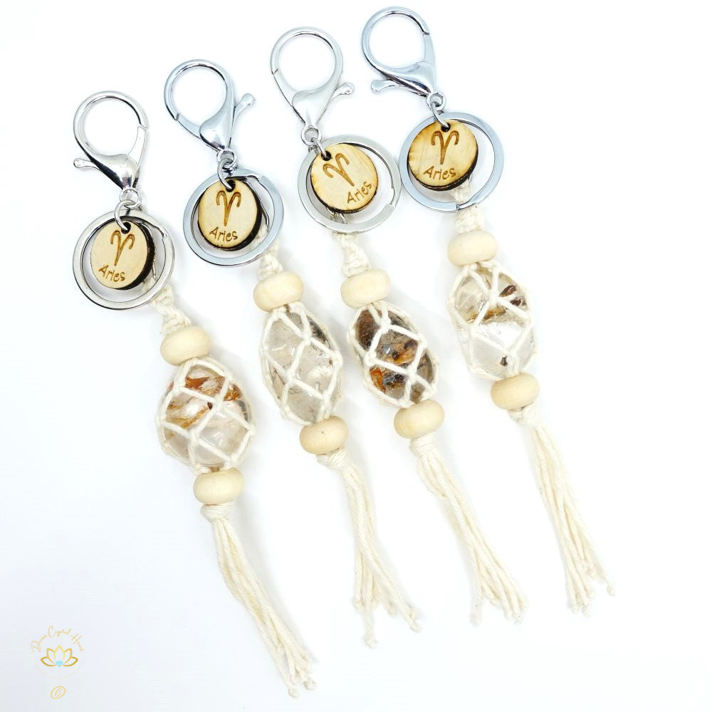 Zodiac Keyrings | Aries "I AM Vibrational" – Divine Crystal Heart